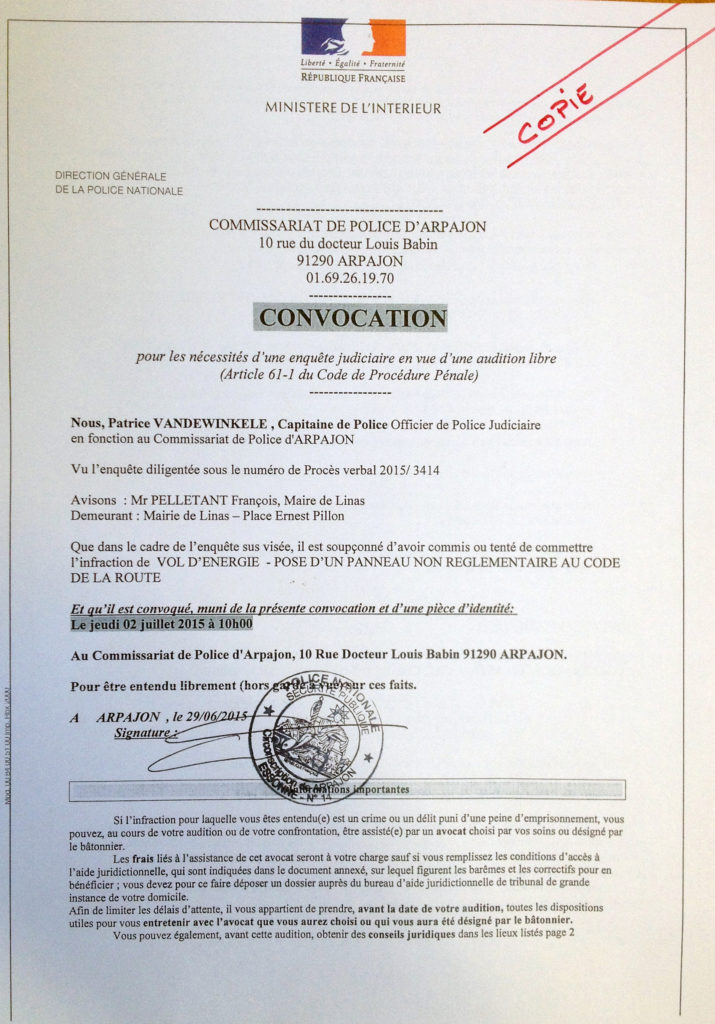 convocation arpajon - François Pelletant